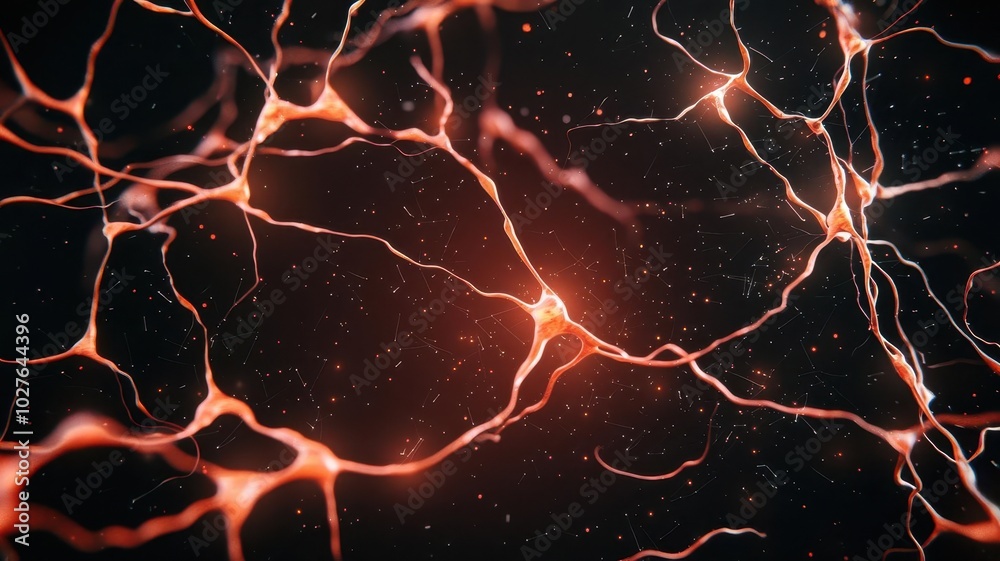 Artificial intelligence network grid, with pulsating connections, bright nodes, and flowing ...