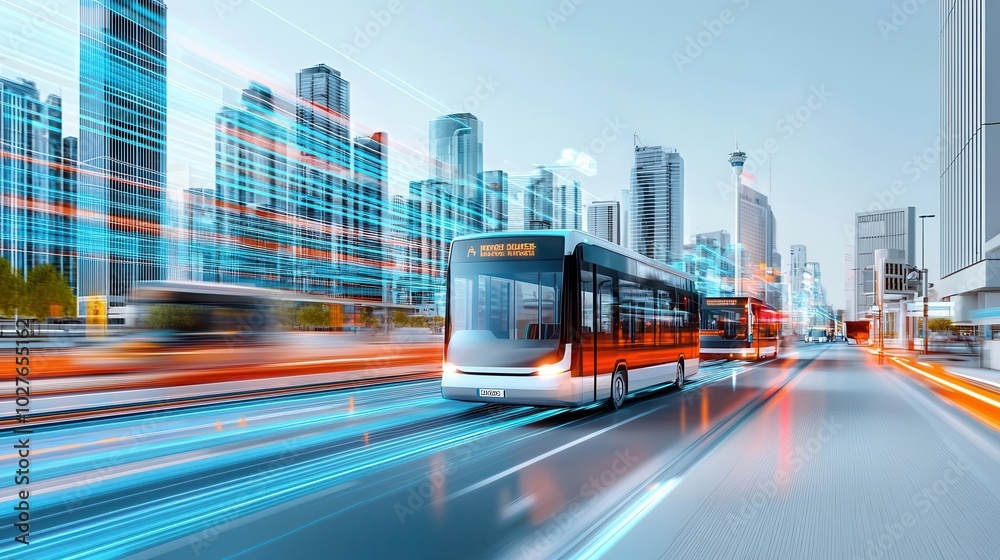 Detailed sketch of a netzero smart city with autonomous electric buses ...