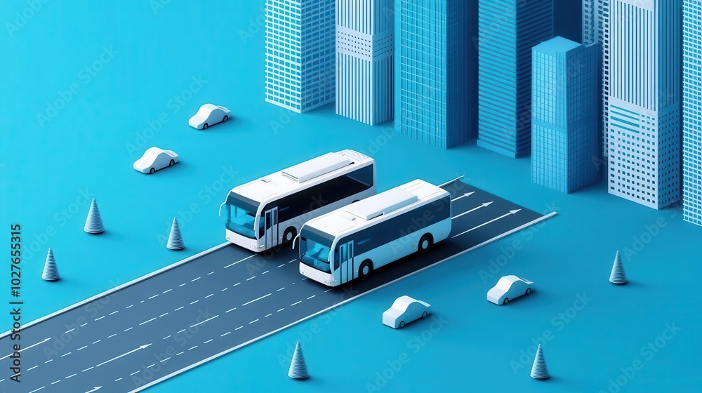 Detailed sketch of a netzero smart city with autonomous electric buses ...