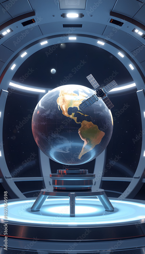 planetarium artificial planet with satellite solar system floating on ...