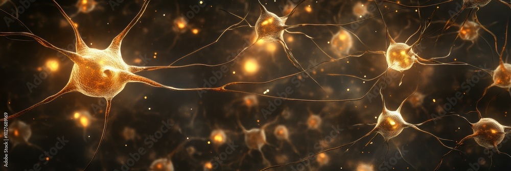 Illuminated Neural Pathways, vibrant neuron connections on a dark ...