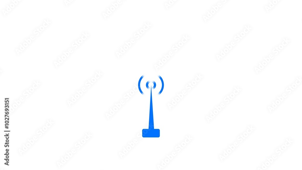 radio waves royal blue color 4k illustration. network tower produced ...