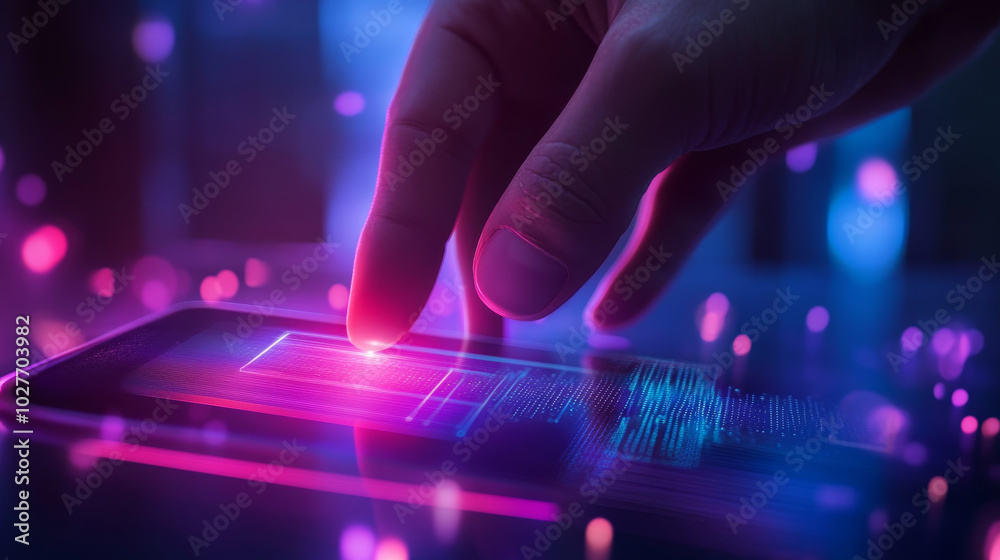 Create an illustration depicting a person touching a smartphone to a ...