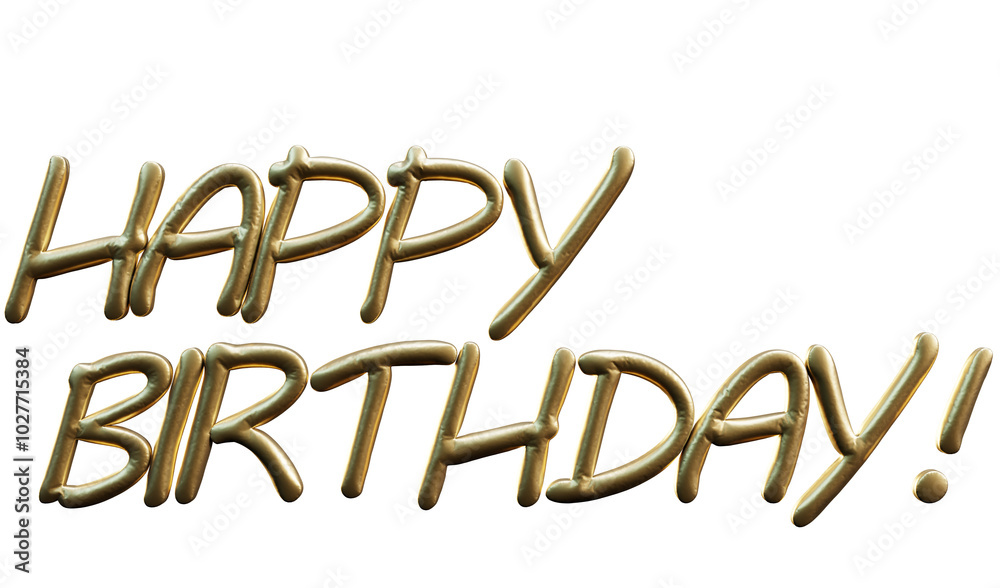 Words HAPPY BIRTHDAY made of golden inflatable balloons isolated on ...