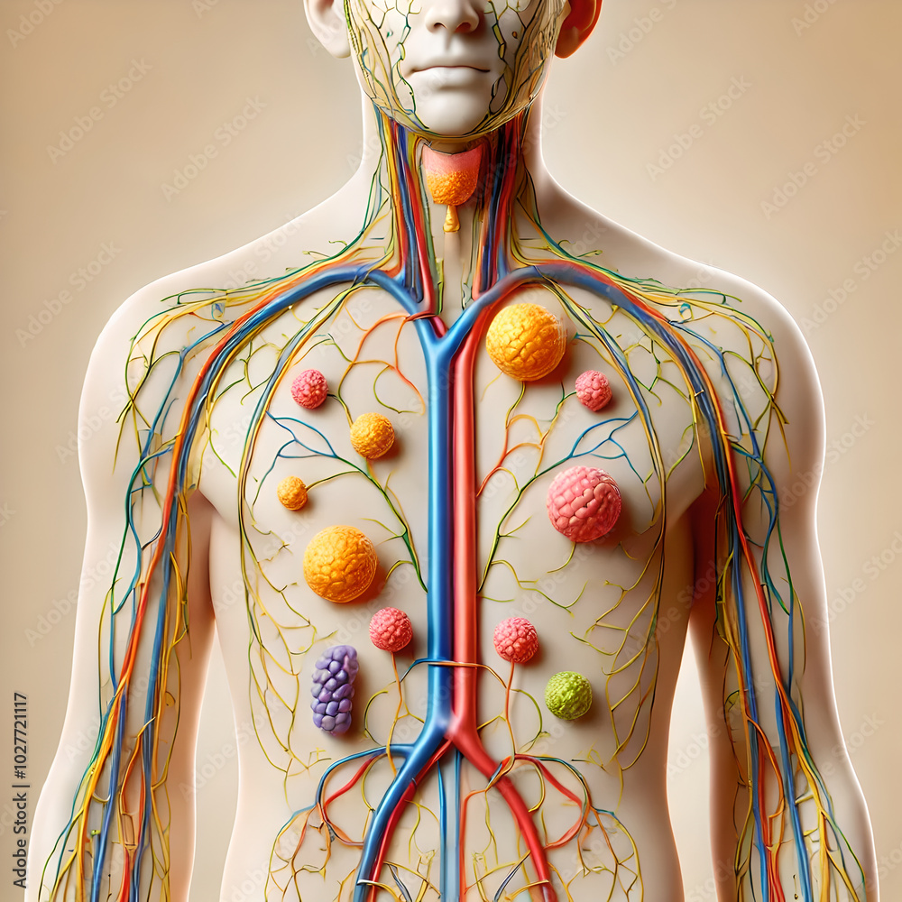 Anatomical diagram structure and location of lymph nodes throughout ...