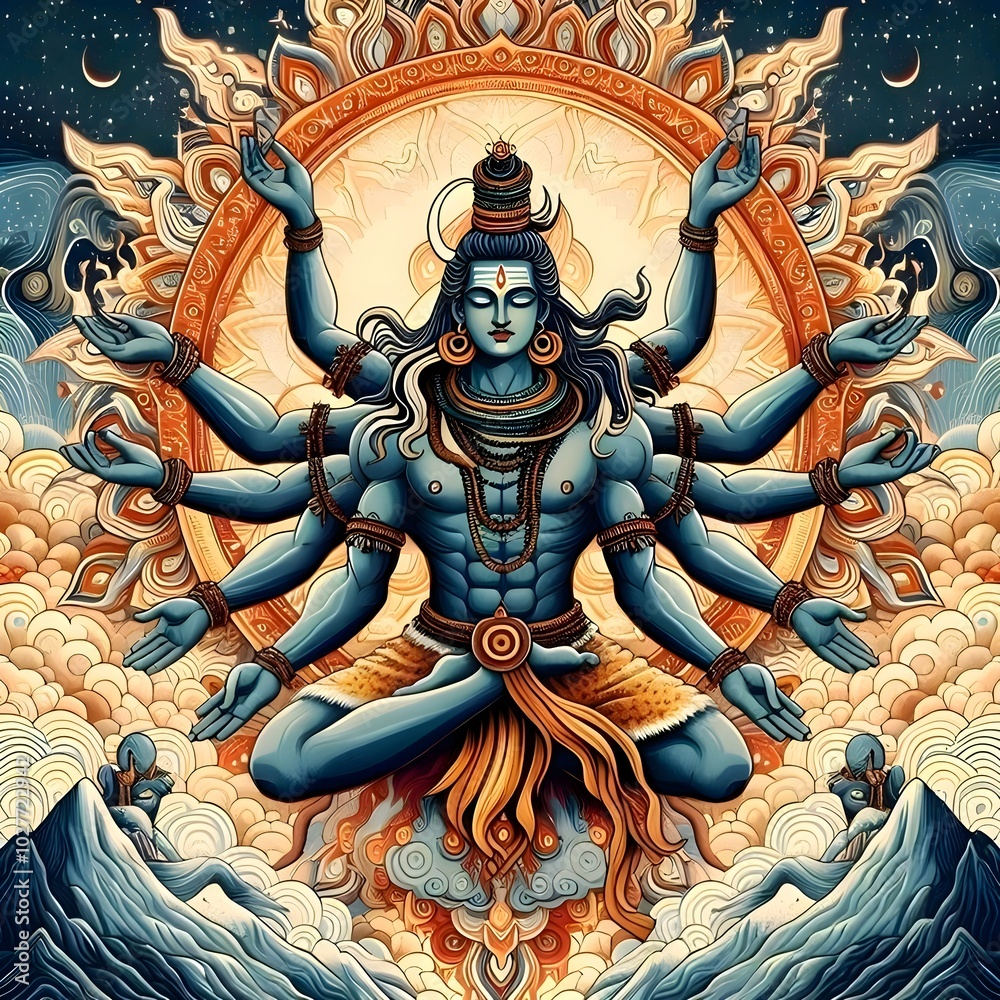 shiva, lord shiva, eight handed god, god from india, indian descent ...