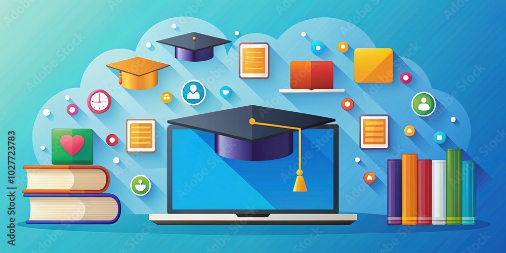 Education and eLearning Animated Flat Design Icons for Online Learning ...