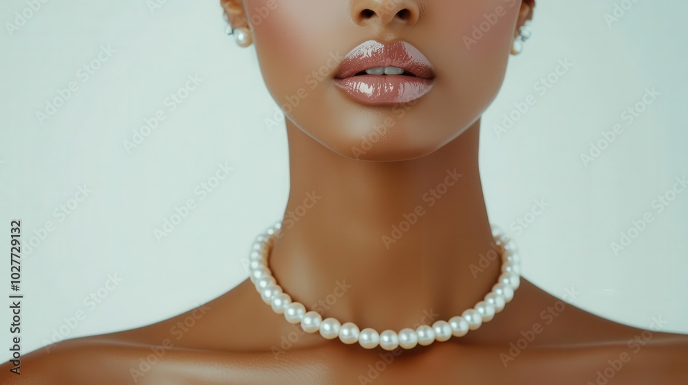 Woman wearing pearls with a satin slip dress, pearl accessories ...