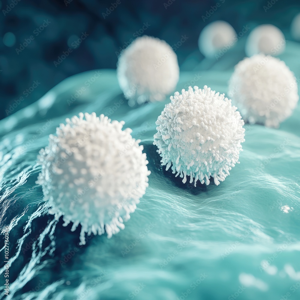 Cellular defense: leukocytes under a microscope, showcasing their ...