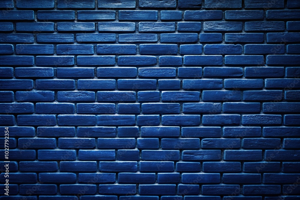 gloomy night, long, large, Navy blue brick wall with a wide texture ...