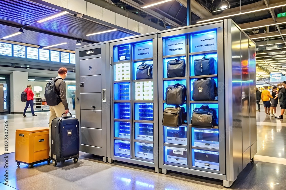 Modern Travel Locker. A Metallic Body and Glass Door futuristic Travel ...