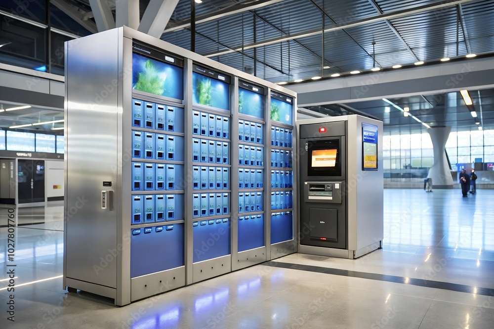 Modern Travel Locker. A Metallic Body and Glass Door futuristic Travel ...