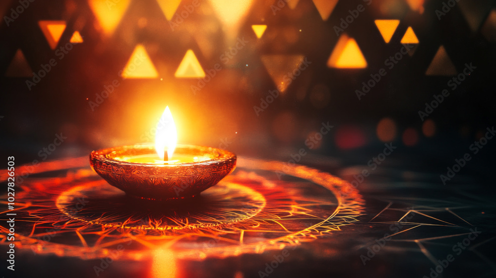 Diwali festive season celebration background with illuminated oil lamp ...
