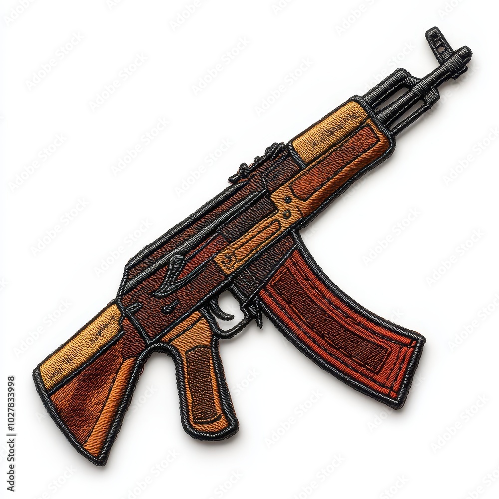 Classic rifle embroidered patch badge on isolated white background ...