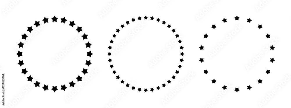 Star circle template set in various stroke width for design elements of ...