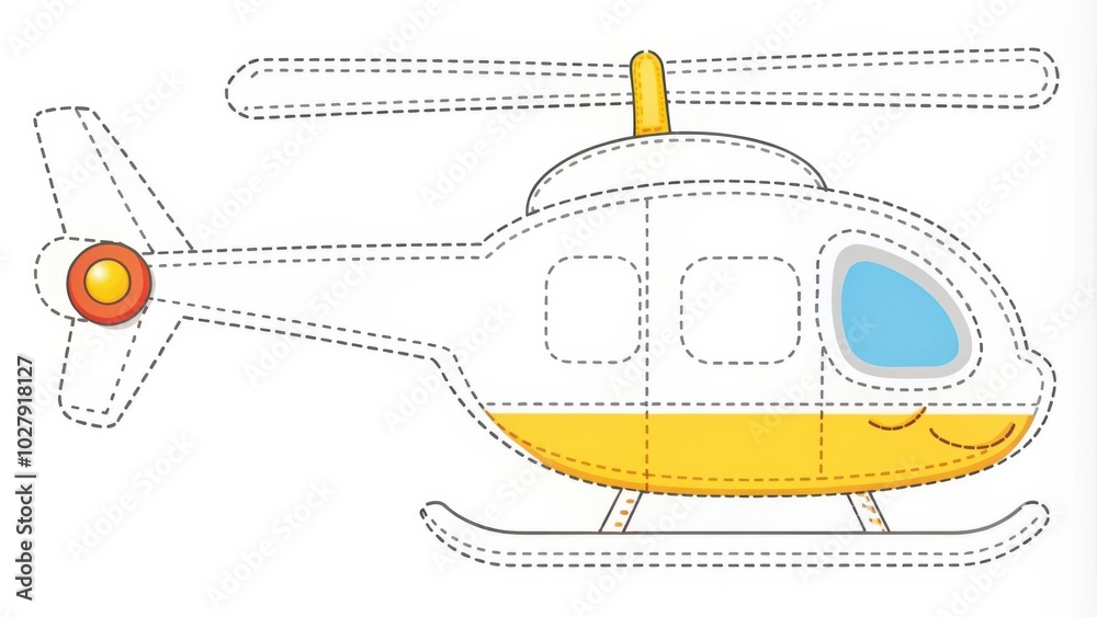 Photo & Art Print Helicopter toy with traceable shapes for coloring ...