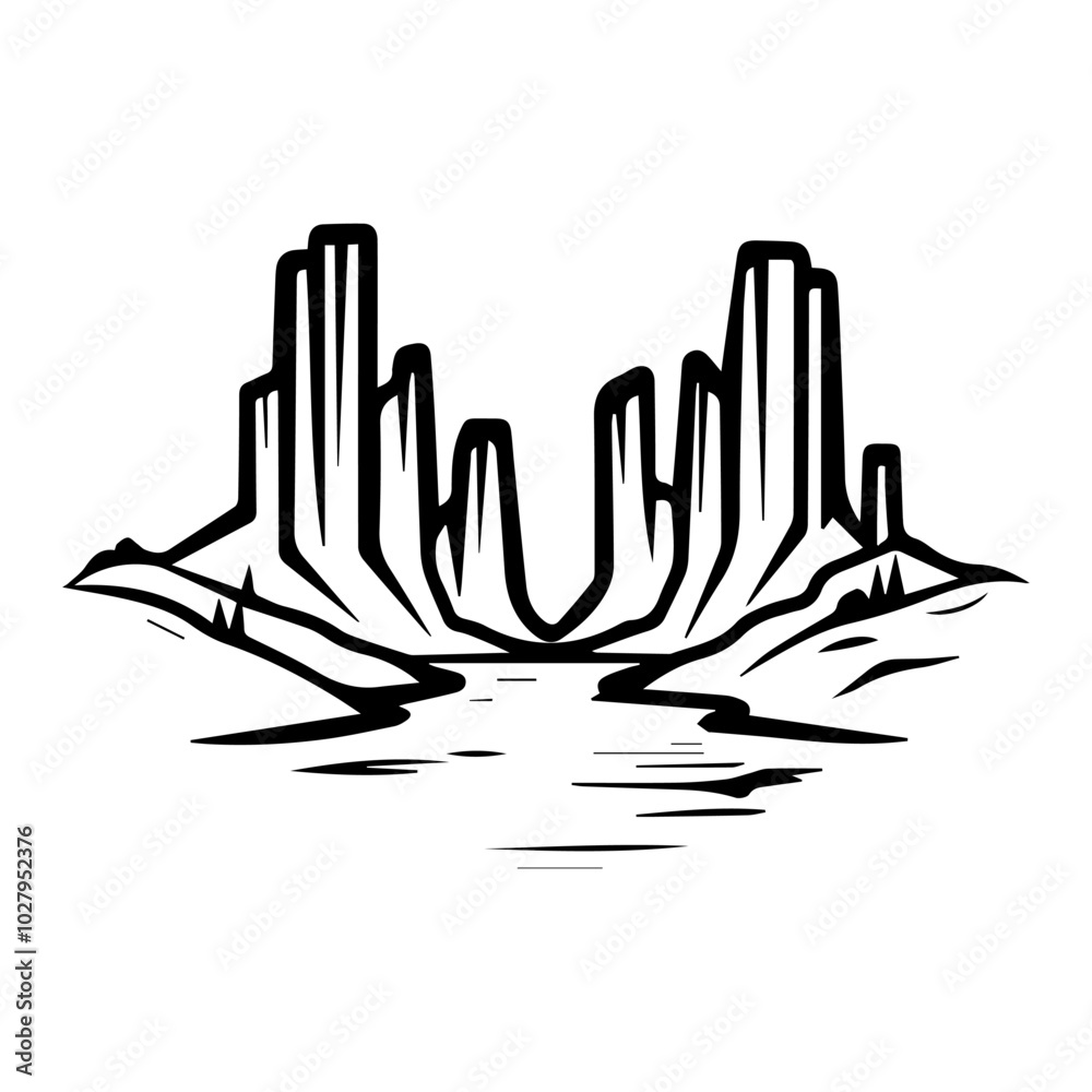 canyon icon or modern line symbol. Vector line art and icon design with ...