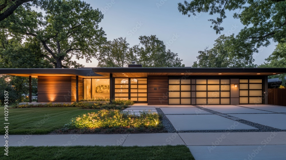 Modern one-story home featuring flat roofs, expansive glass, and metal ...
