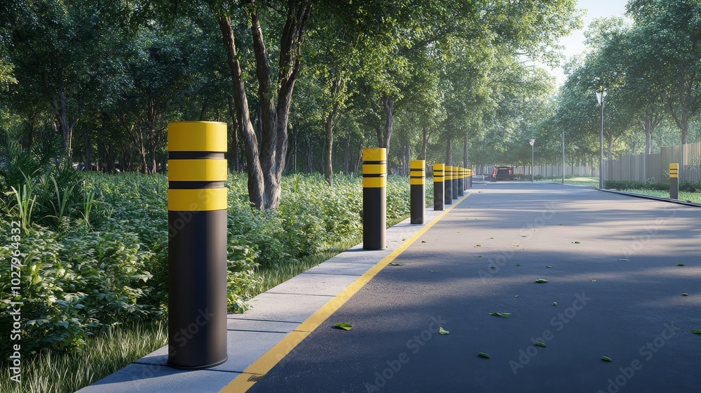 Safety bollard, a robust physical barrier designed to protect people ...