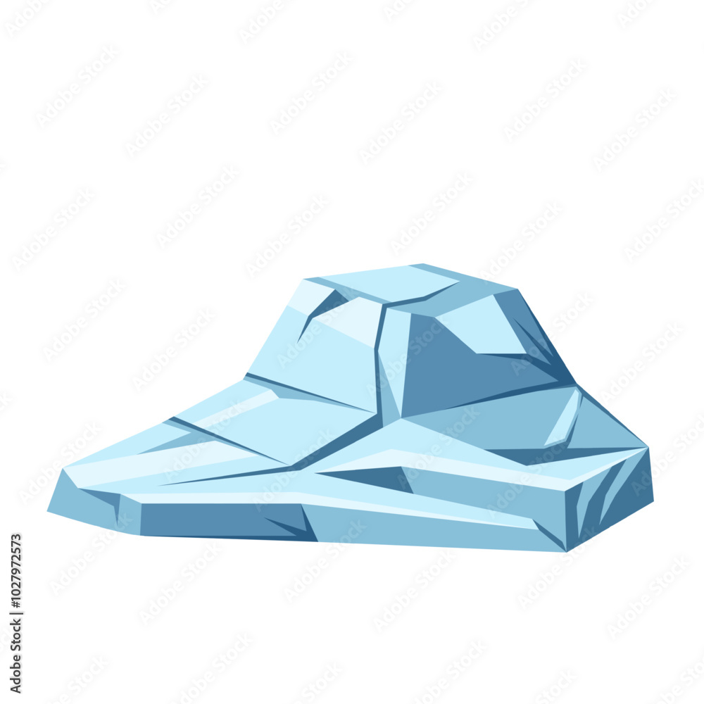 Iceberg block, cartoon mountain of ice and snow. Iced blue glacier lump ...