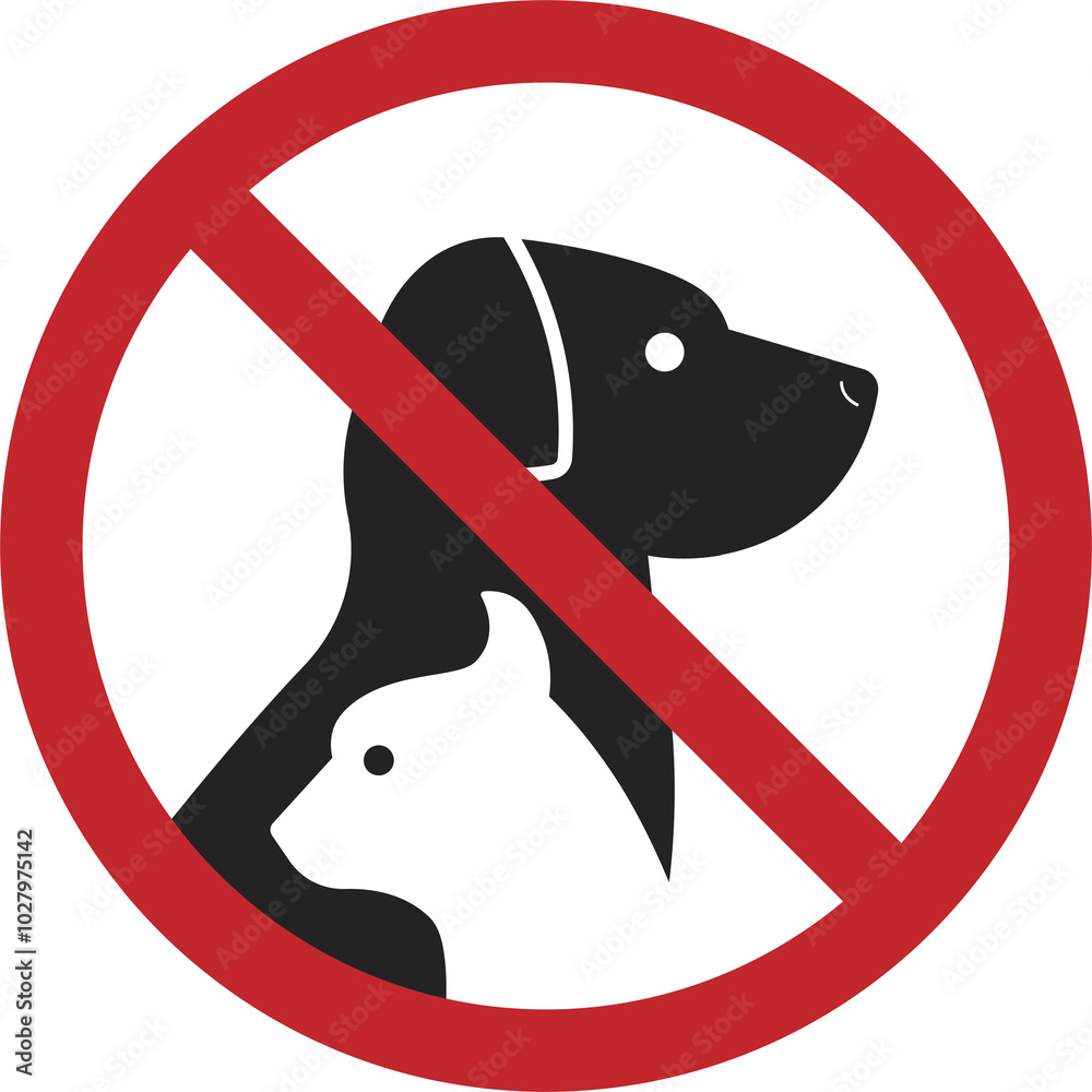 Isolated sign of pets not allow, no pet allowed, animal do not enter ...