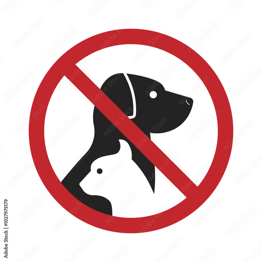 Isolated sign of pets not allow, no pet allowed, animal do not enter ...