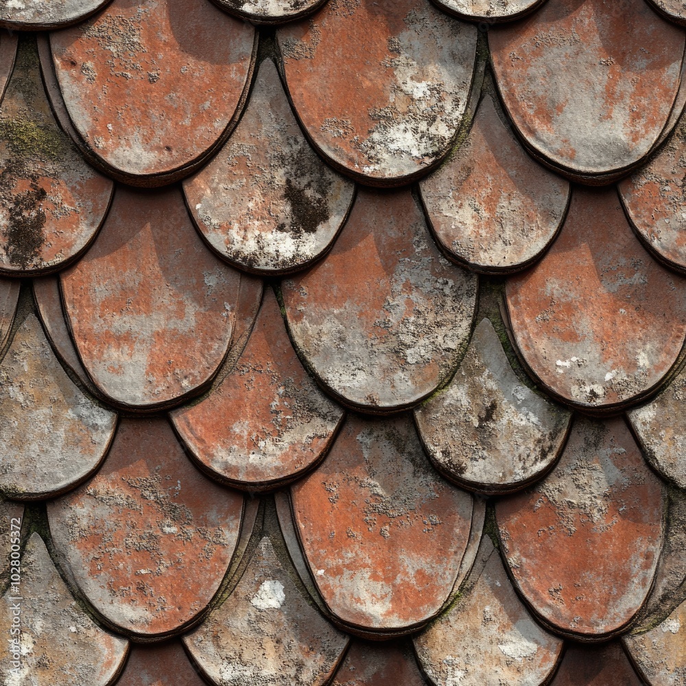 Photo of a seamless roof tile texture with overlapping curved tiles ...