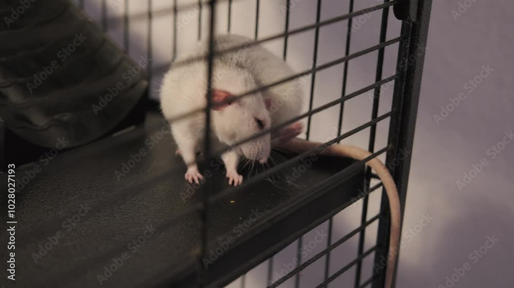 child's care for pet rat, cute furry pets sitting in clean home as part ...