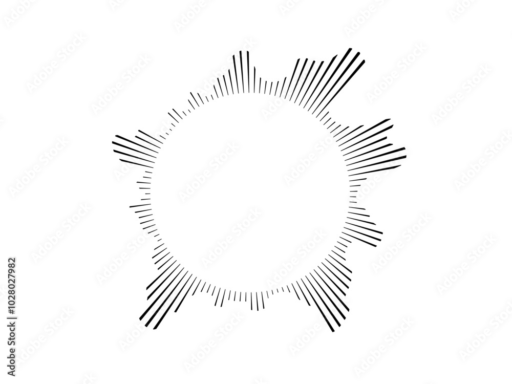 Round shaped sound wave for audio music . Sound line, radial spectrum ...