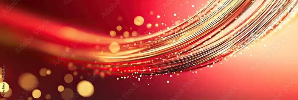 3D style red and gold planetary intertwining with metallic radiance and ...