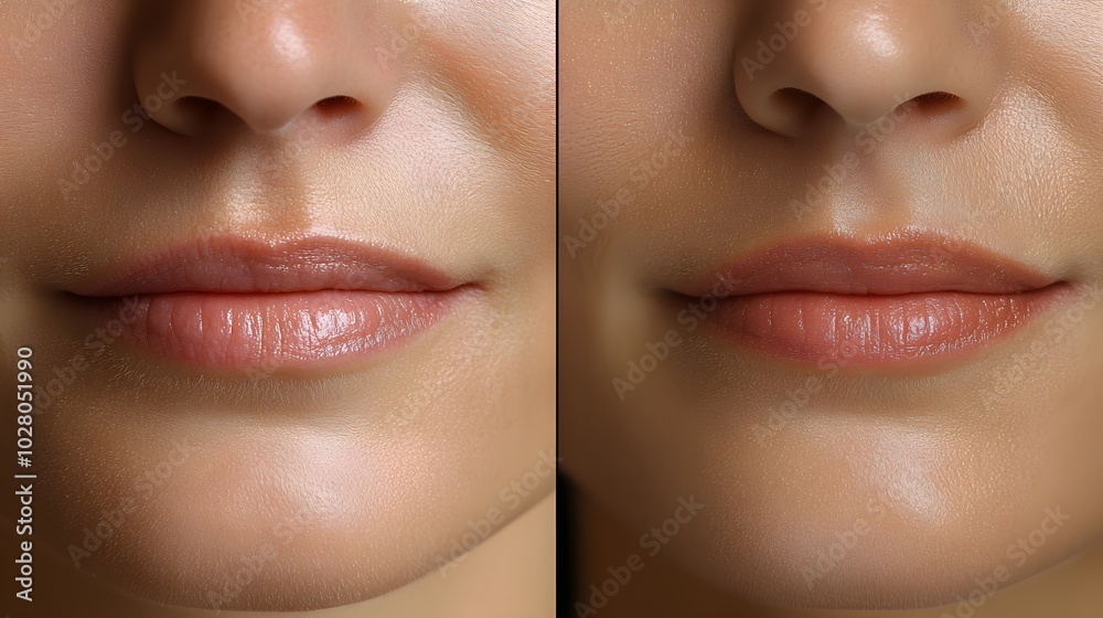 Time-lapse documenting the reduction of fine lines around the mouth ...