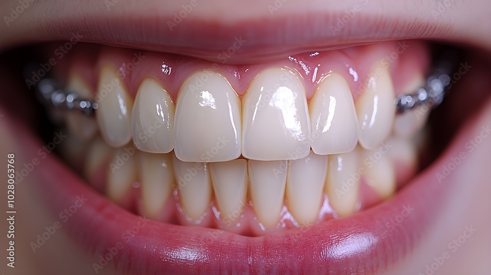 Time-lapse of teeth alignment with braces, showing gradual movement of ...