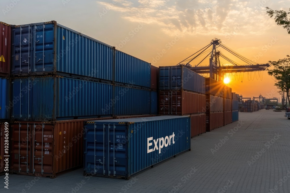 Export container: sturdy shipping box labeled Export, international ...