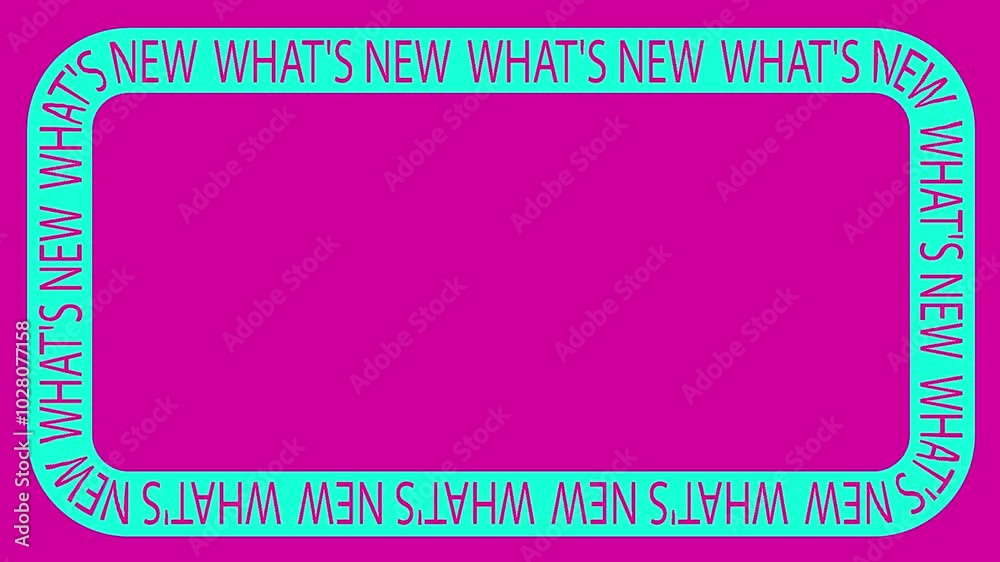 Animated rotating border with the words "what's new". Frame with ...