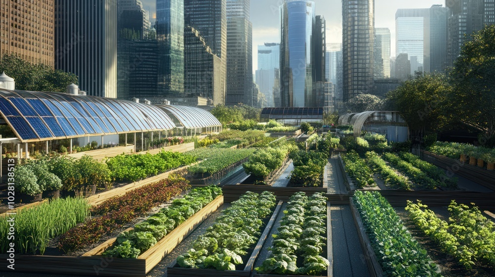 Organic urban agriculture concepts, featuring rooftop gardens, vertical ...