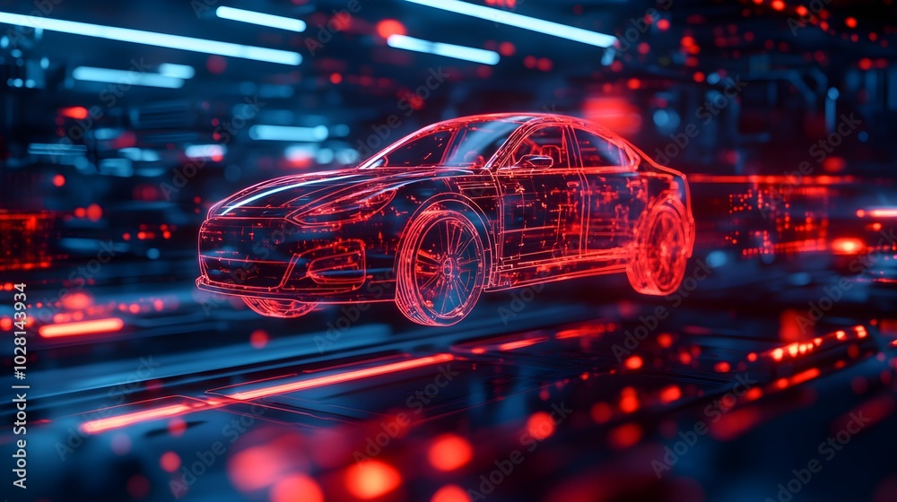 An array of AI-controlled robotic arms precisely assembling a floating ...