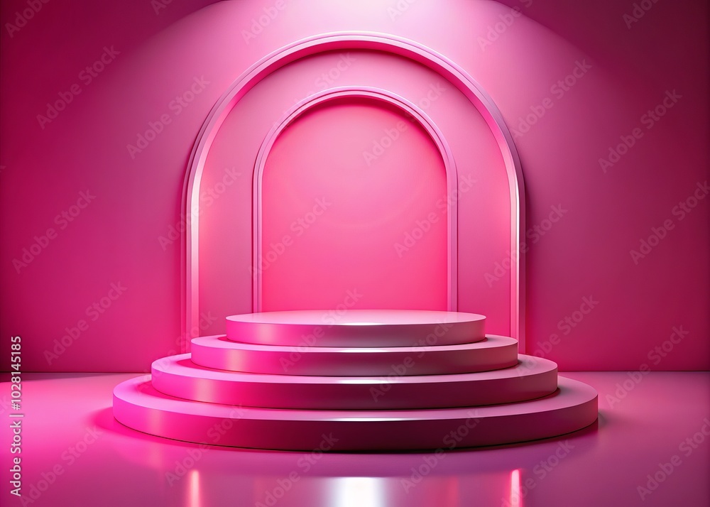 Elegant Pink Arc with Stairs in an Empty Room - 3D Realistic Product ...