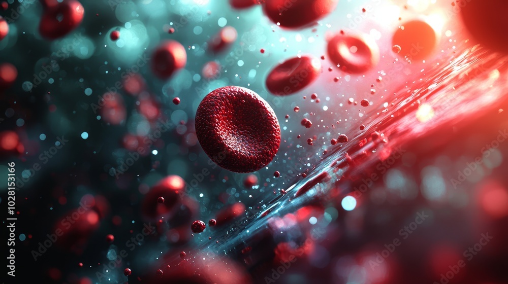 Hyper-Realistic Depiction of Blood Cells in Motion Stock Illustration ...
