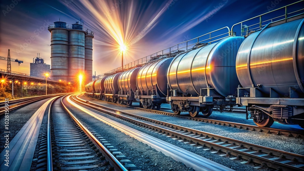 Long Exposure Tank Wagon Train Icon for Cargo Transportation by Rail ...