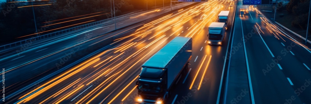 Poster Advanced Autonomous Truck Fleet on Smart Highway, showcasing ...