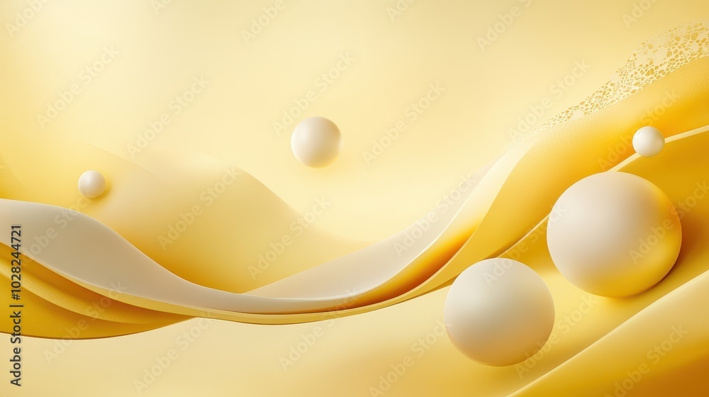 Artistic yellow wallpaper with soft organic shapes and subtle textures ...