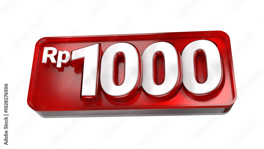 3d sales red and white price tag for composition 1000 rupiah, amazing ...