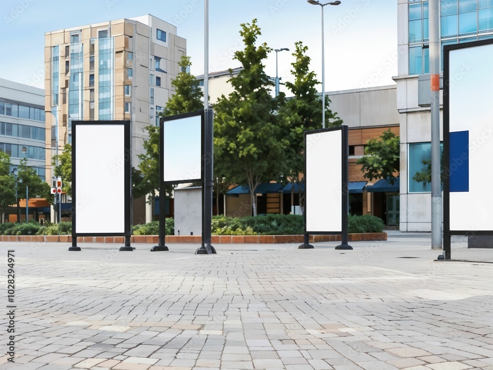 Advertising boards located in front of buildings or shopping centers ...