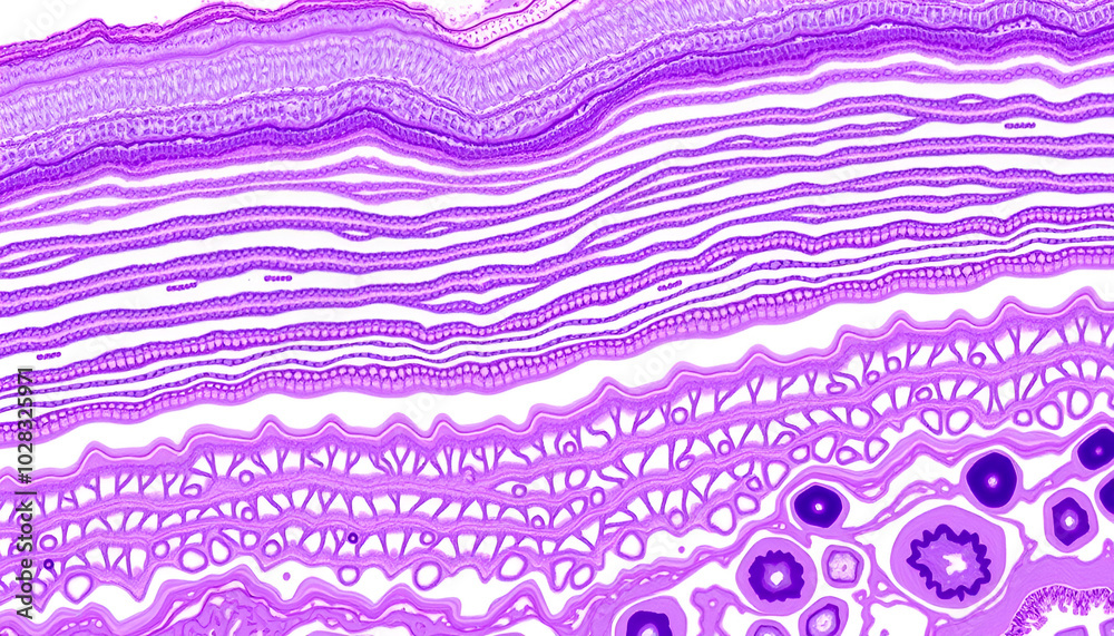 Stratified squamous epithelium. 100x times magnification. Non ...