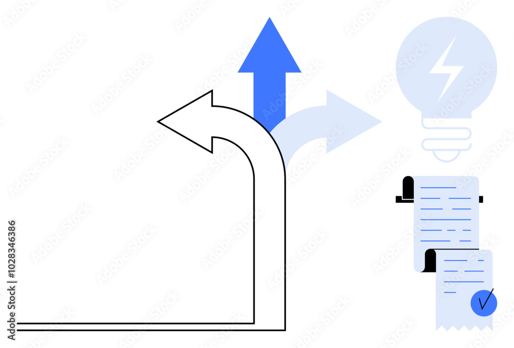 Blue and black arrows diverging in various directions alongside ...