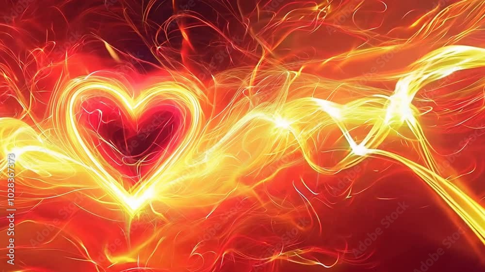 Fiery Heart of Passion: A radiant heart, composed of swirling, fiery ...