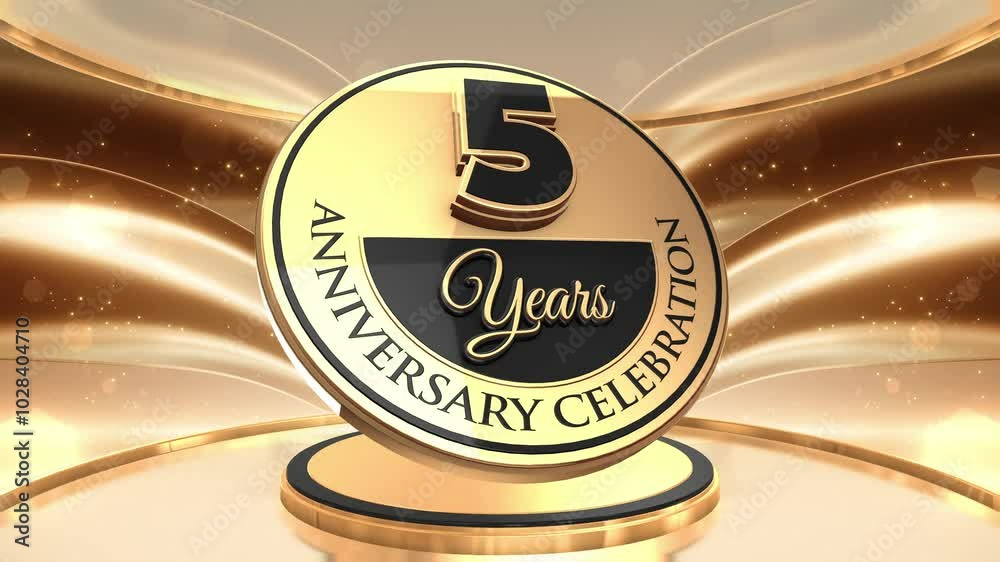5 years, 5th anniversary logo loop, looped video background, backdrop ...