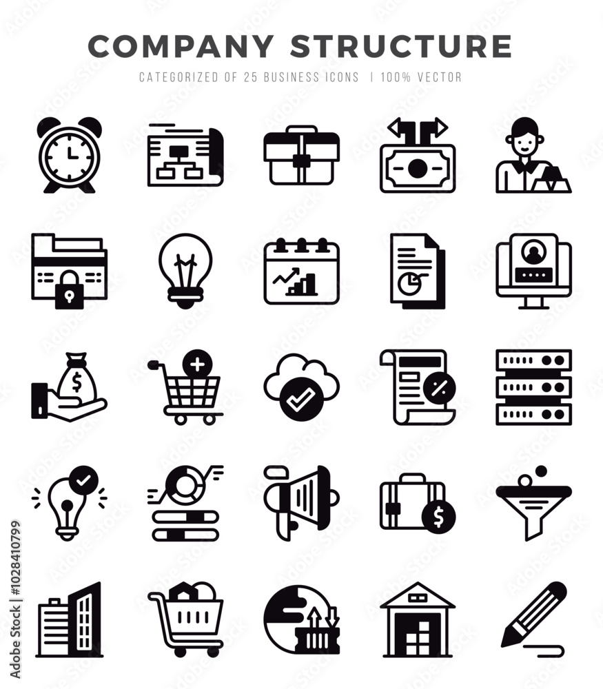 Company Structure Icons Pack. Lineal Filled icons set. Lineal Filled ...
