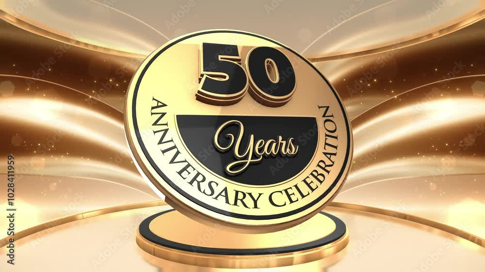 50 years, 50th anniversary logo loop, looped video background, backdrop ...