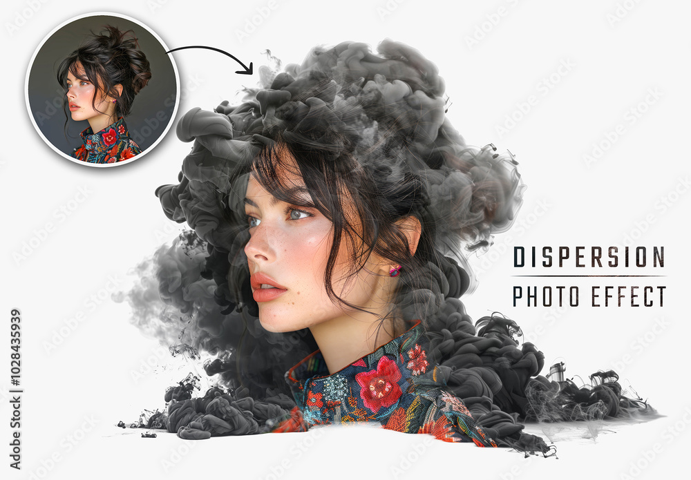 Dispersion Smoke and Explosion Photo Effect Mockup Stock Template ...